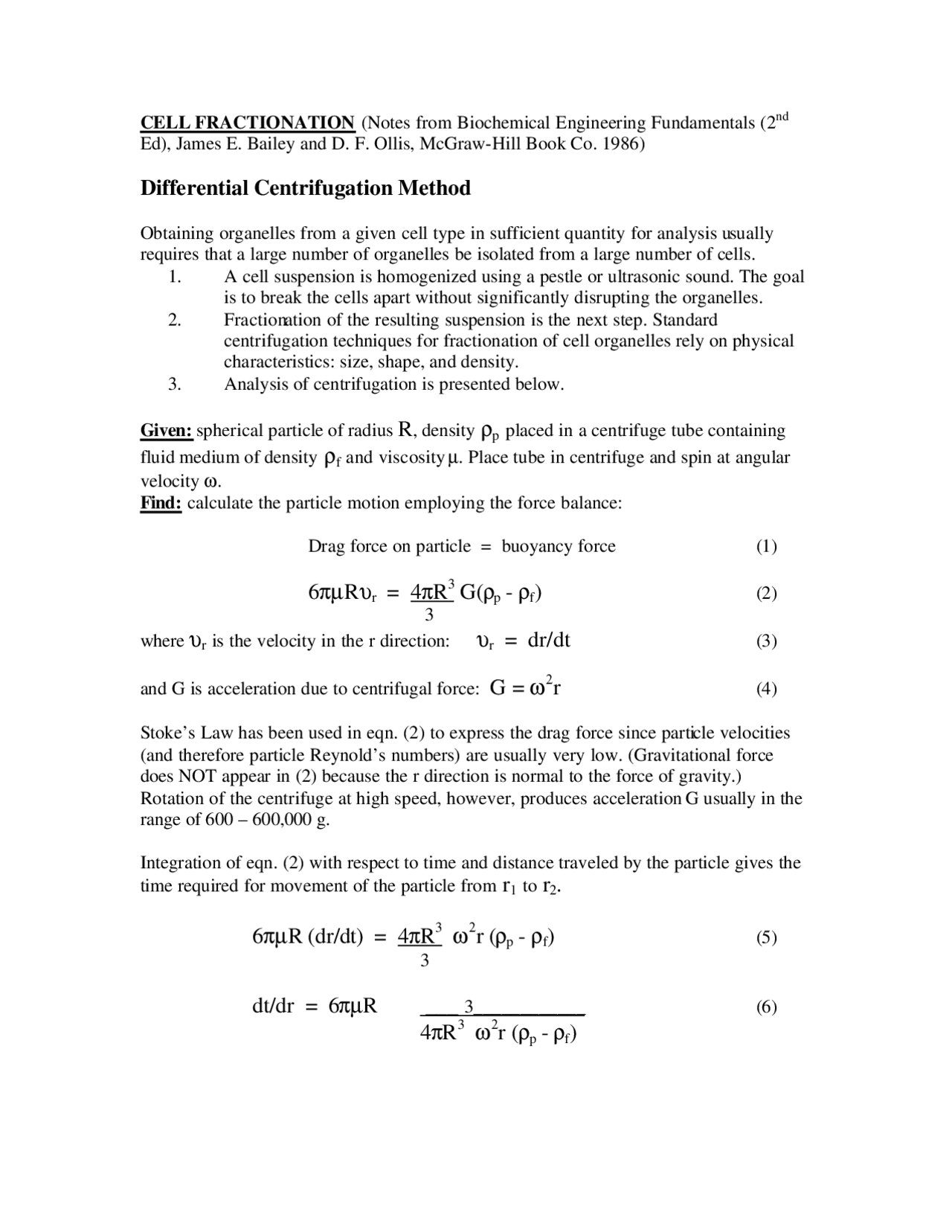 Cell Fractionation, Differential Centrifugation Method | BIE 5810 - Docsity