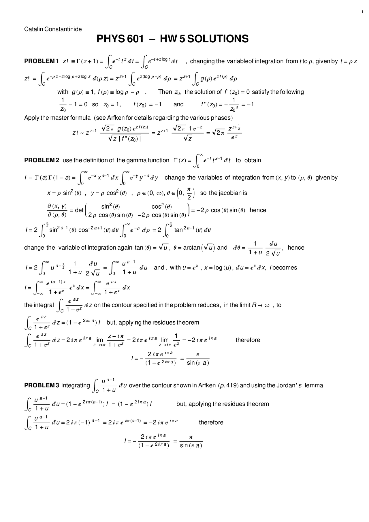 Solutions Assignment 5 Methods Of Theoretical Physics Ii Phys 60100