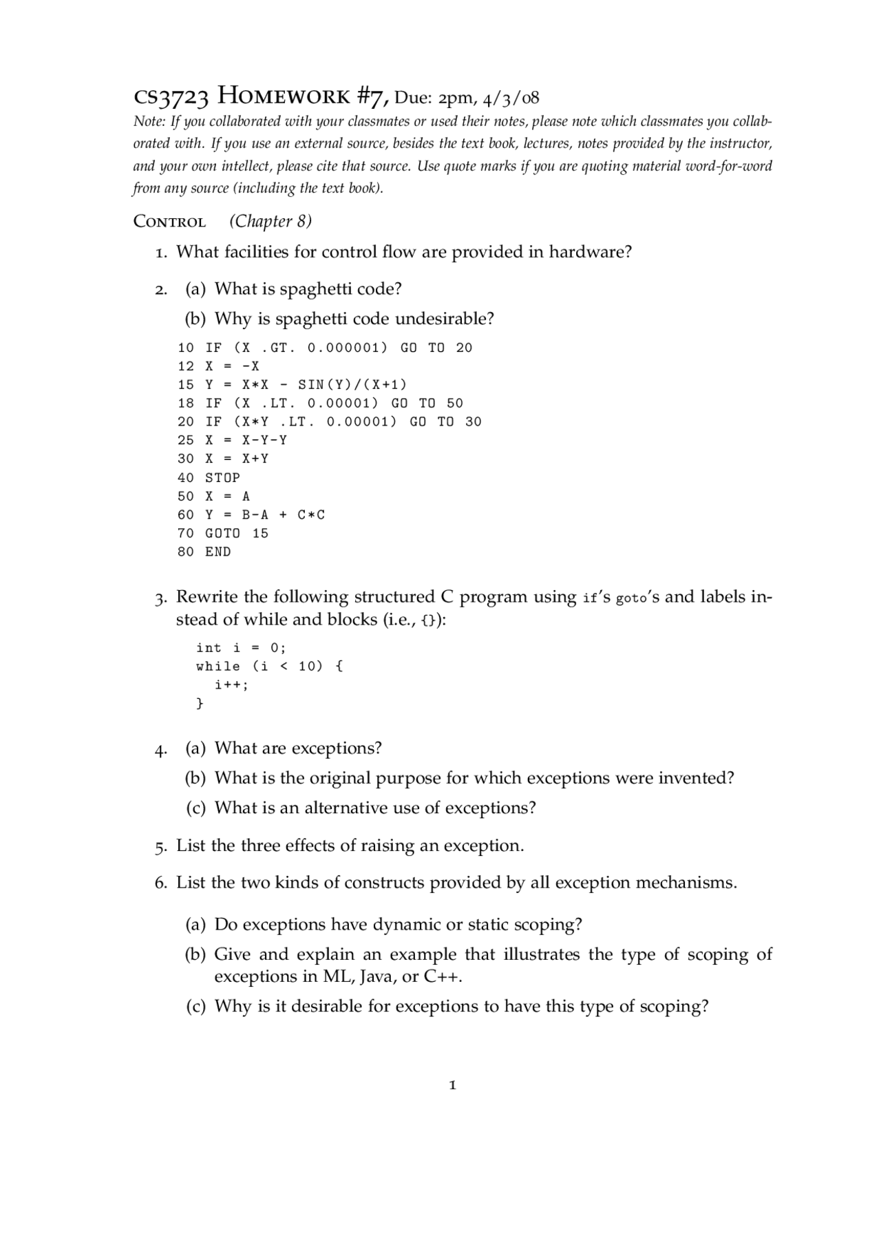 Homework 7 Questions Programming Languages Cs 3723 Docsity