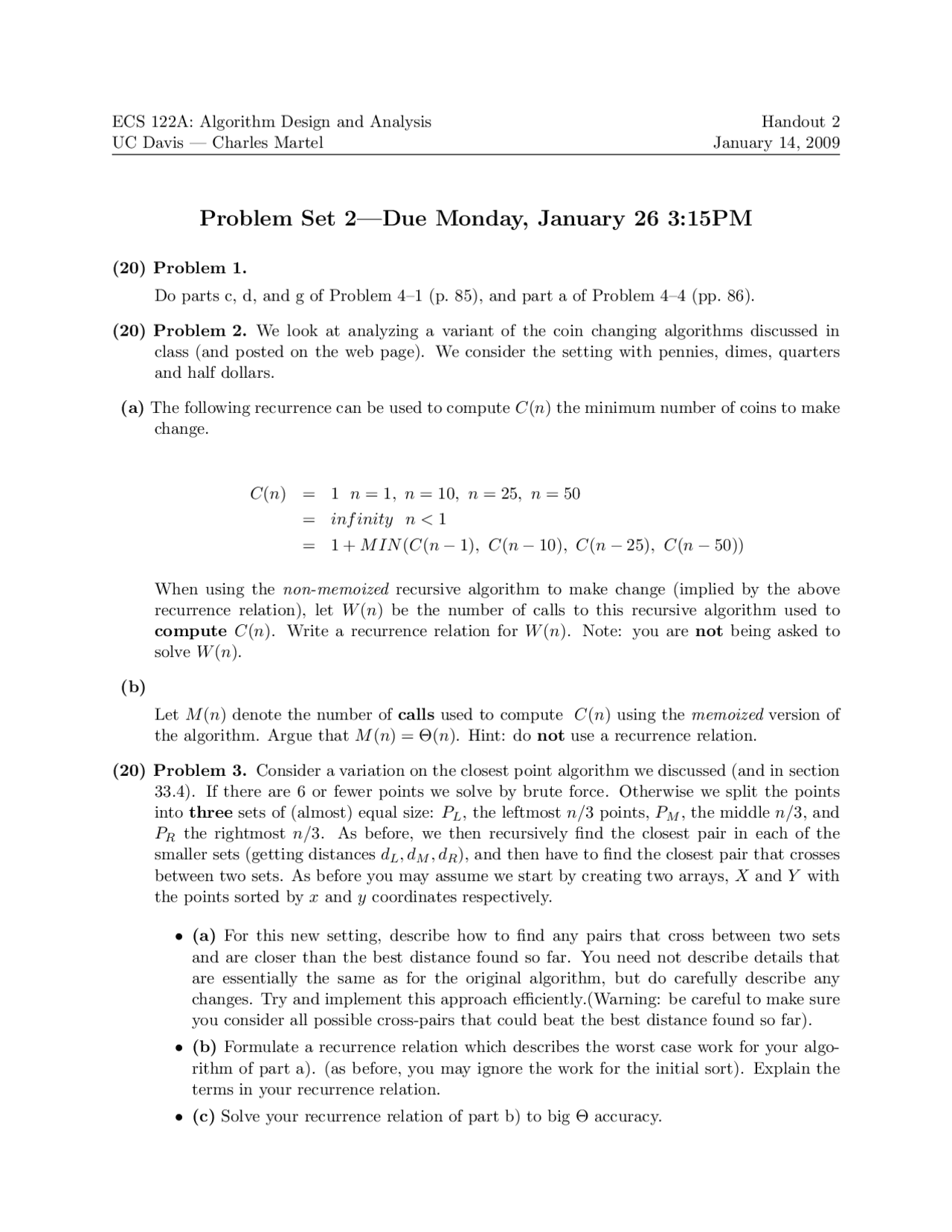 Problem Set 2 For Algorithm Design And Analysis Ecs 122a Docsity 0753