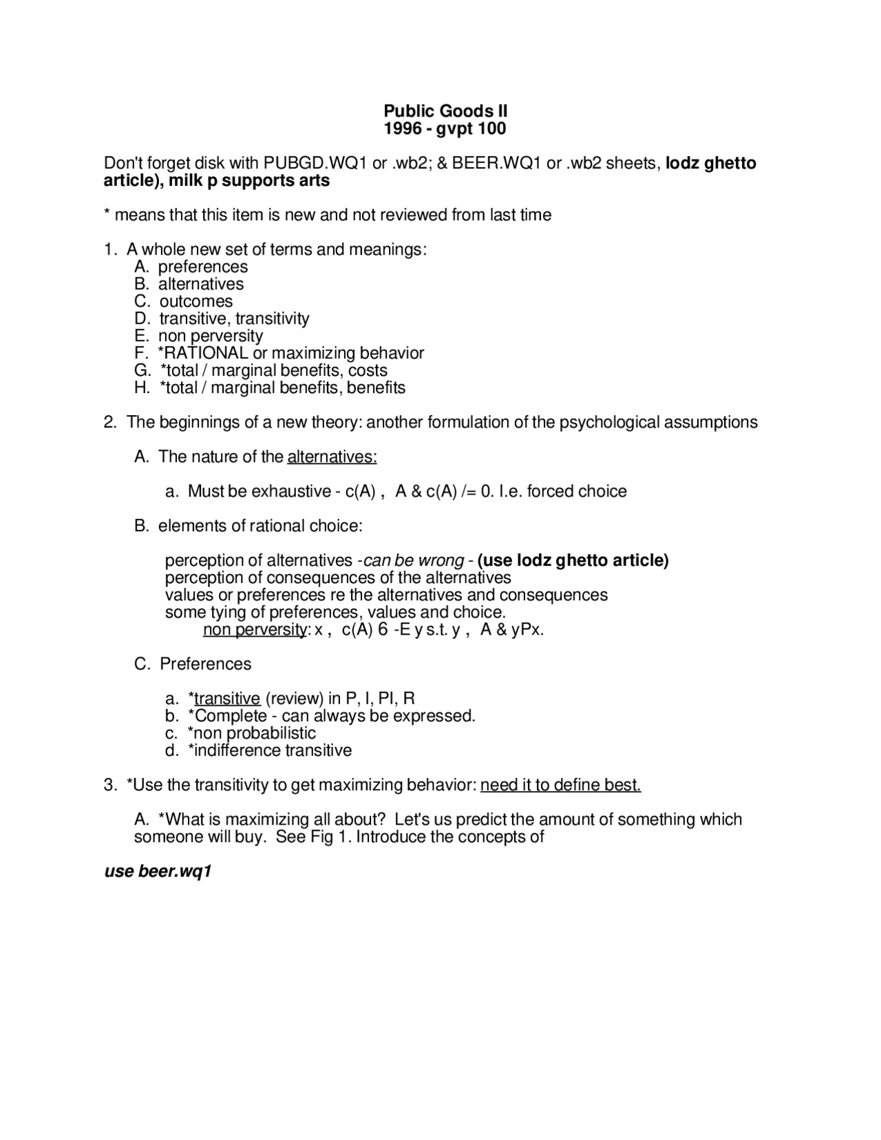 Public Goods Ii Scope And Methods Political Science Gvpt 100 Docsity
