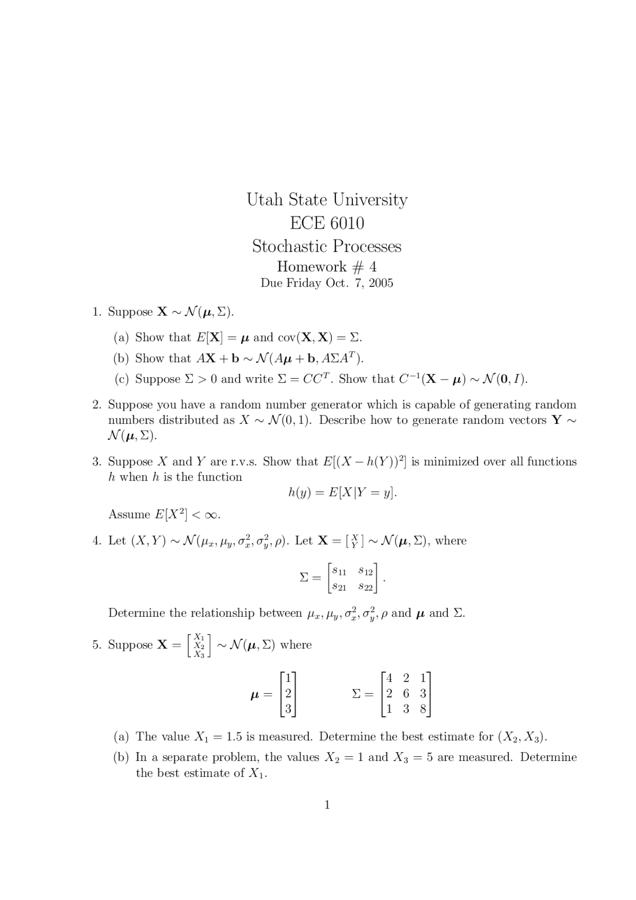 Problem Set 4 Stochastic Processes In Electronic Systems Ece 6010