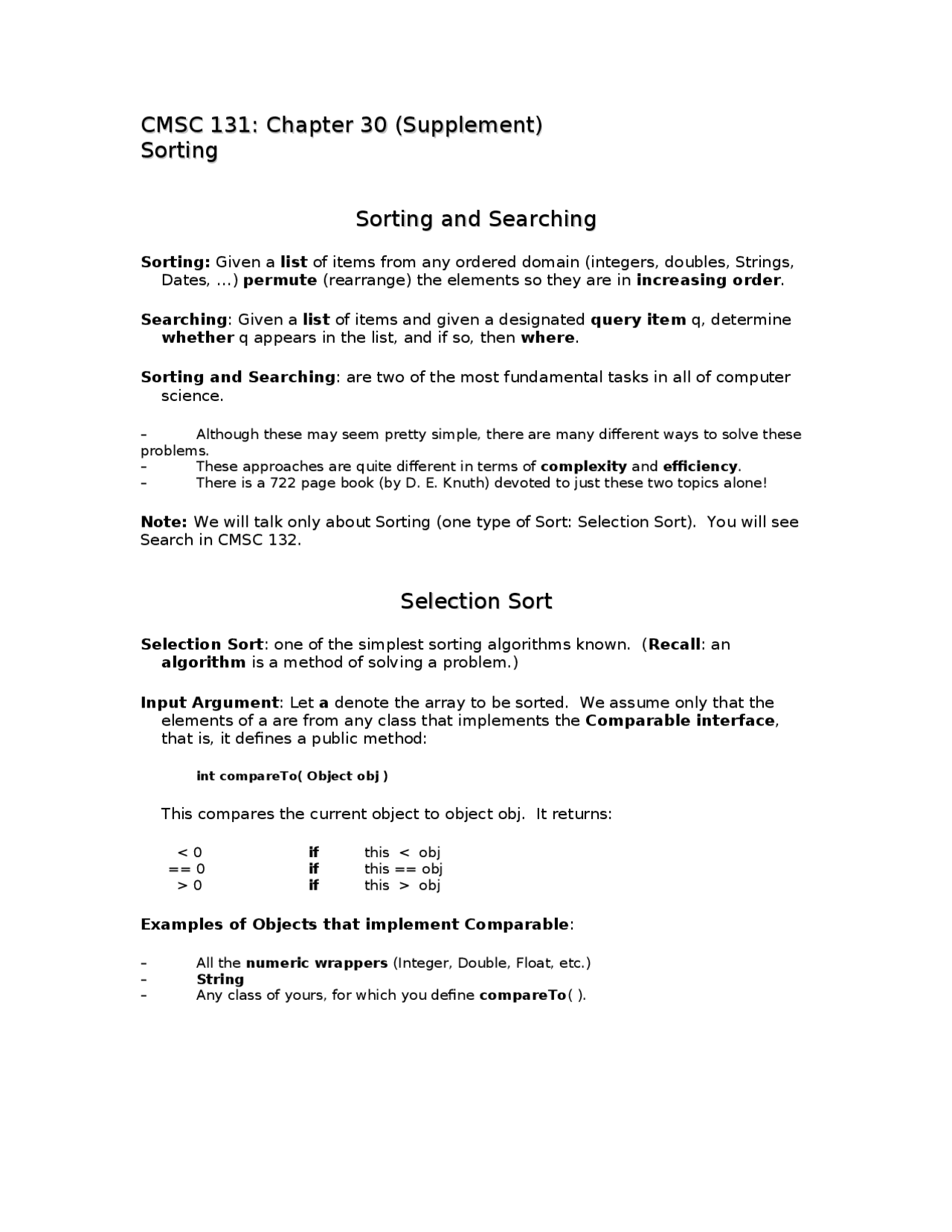 Sorting And Searching Algorithms Object Oriented Programming Cmsc 6585