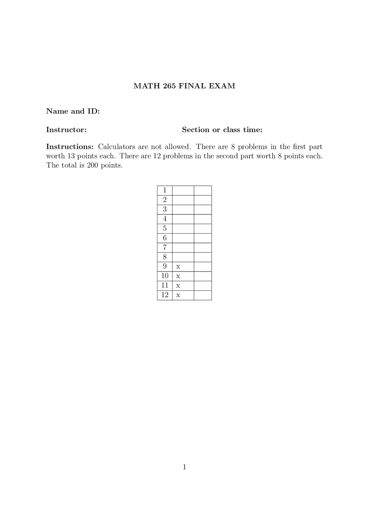 Practice Question For Final Exam Linear Algebra Ma 26500 Docsity