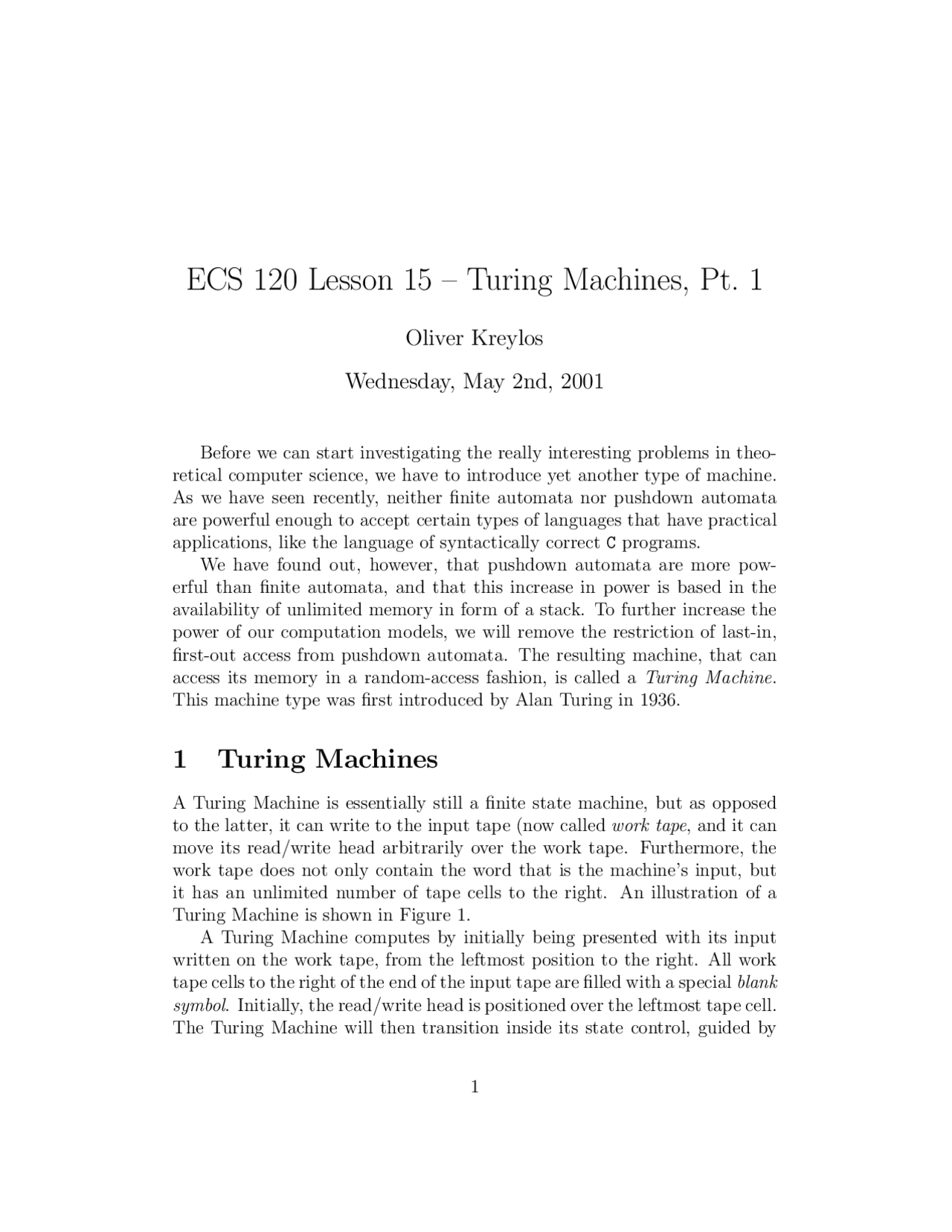 Turning Machines Introduction To Theory Computation Ecs 120 Docsity