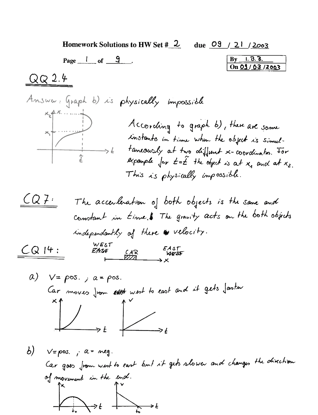 8 Solved Problems On Velocity Assignment 2 Phys 121 Docsity