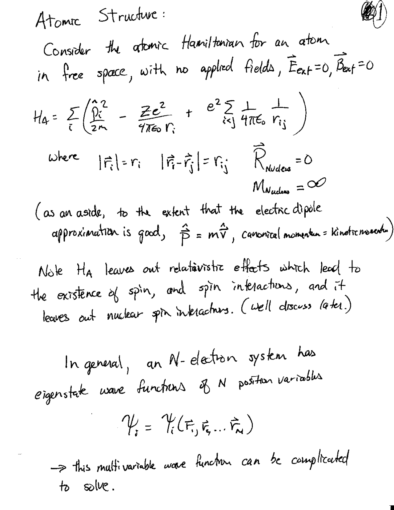 Atomic Structures Of The Atoms In Freespace Phys 721 Docsity