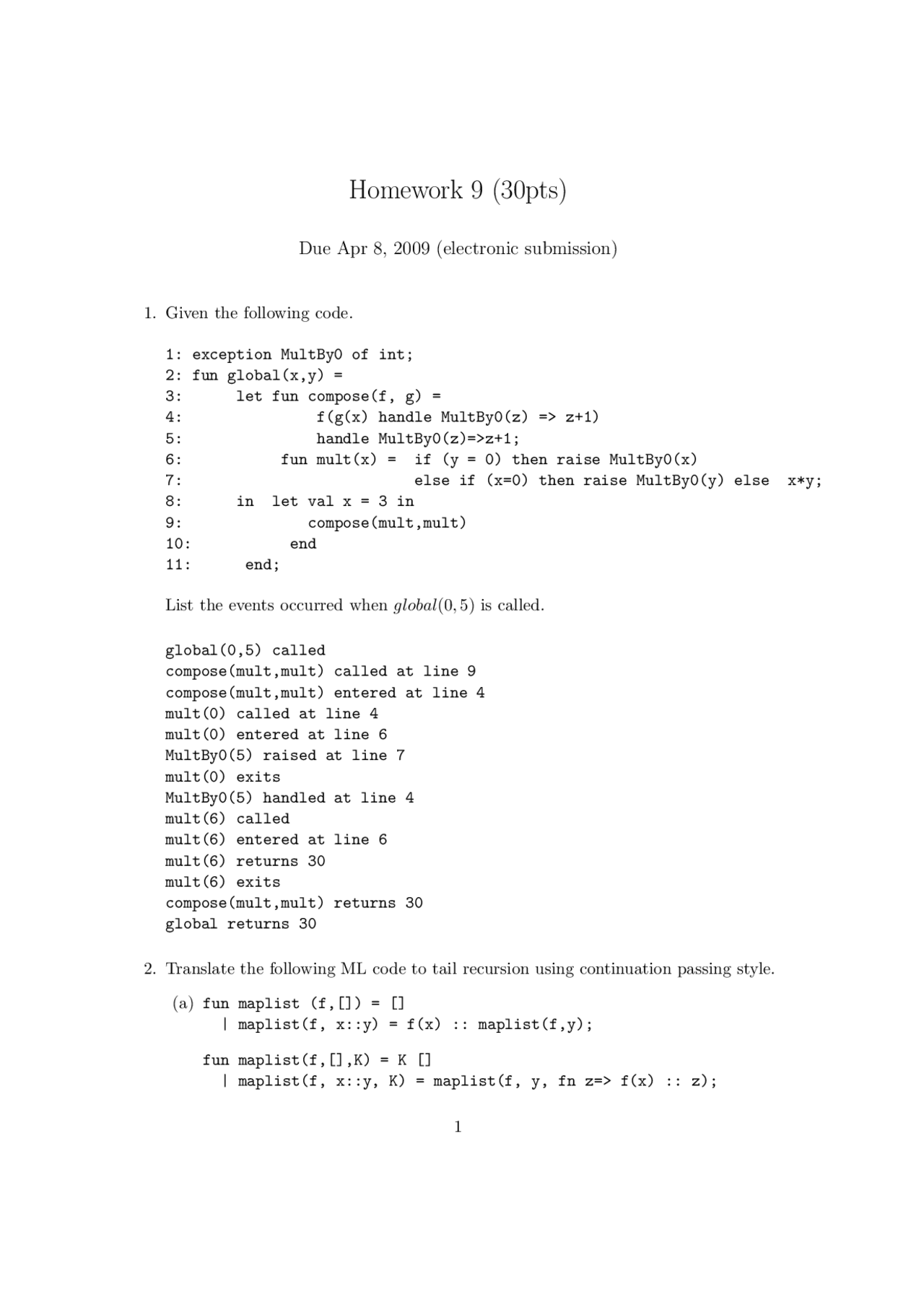 Practice Questions For Programming Languages Assignment 9 Cs 3723