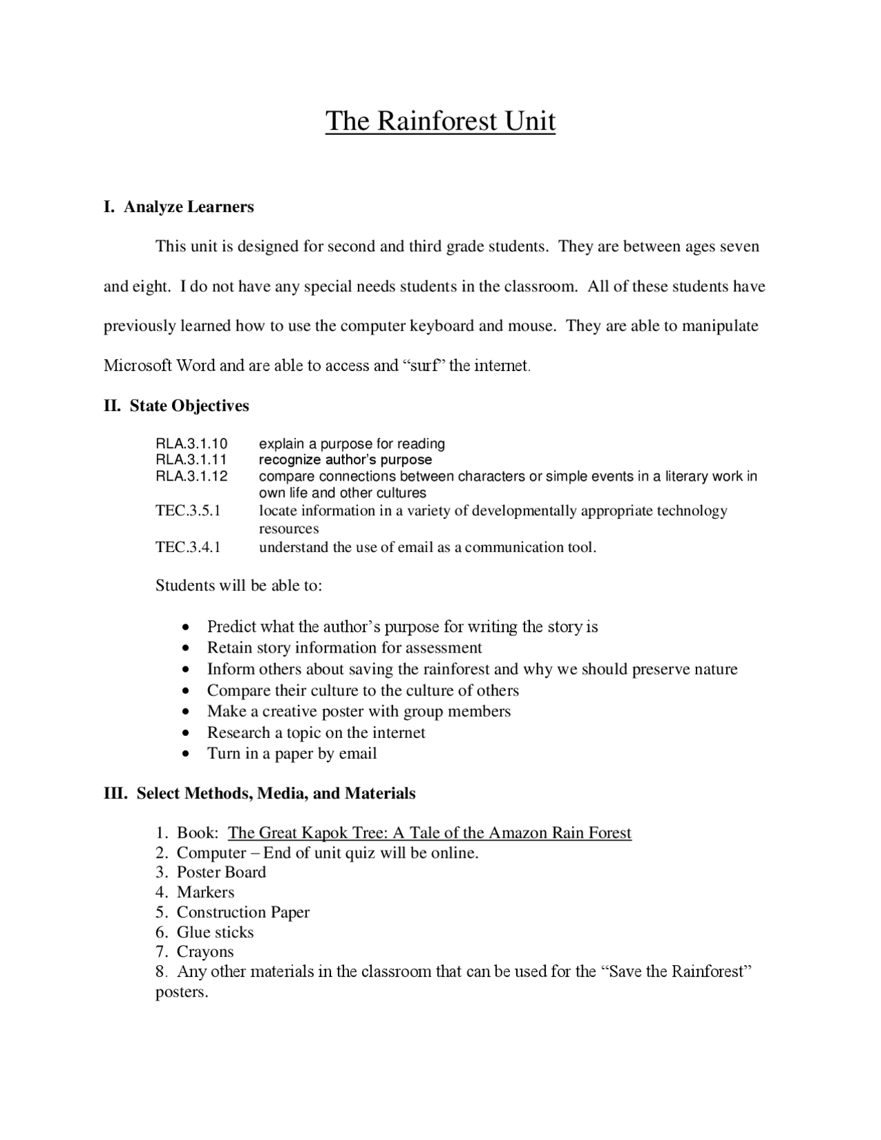 The Rainforest Unit Lecture Handout Ci 350 Docsity