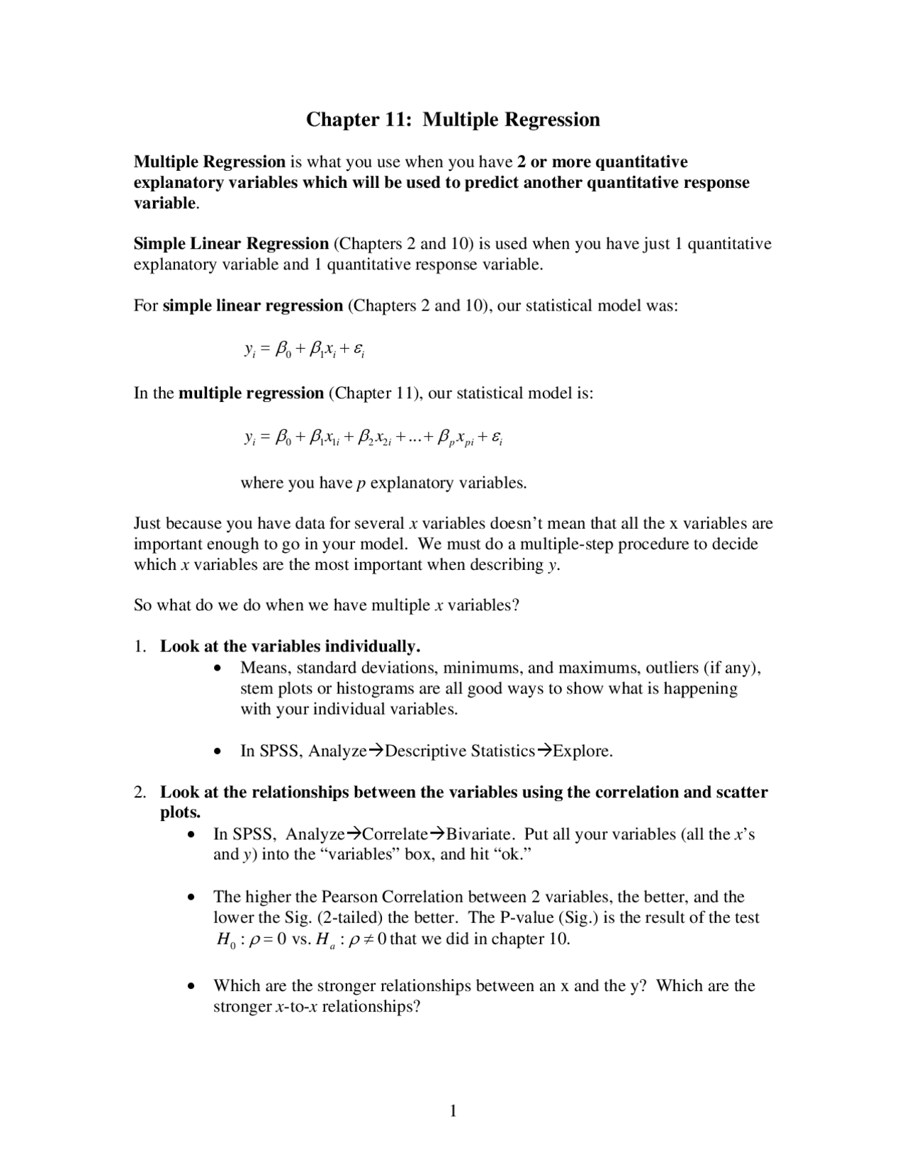 Multiple Regression Lecture Notes Stat 30100 Apuntes Análisis De