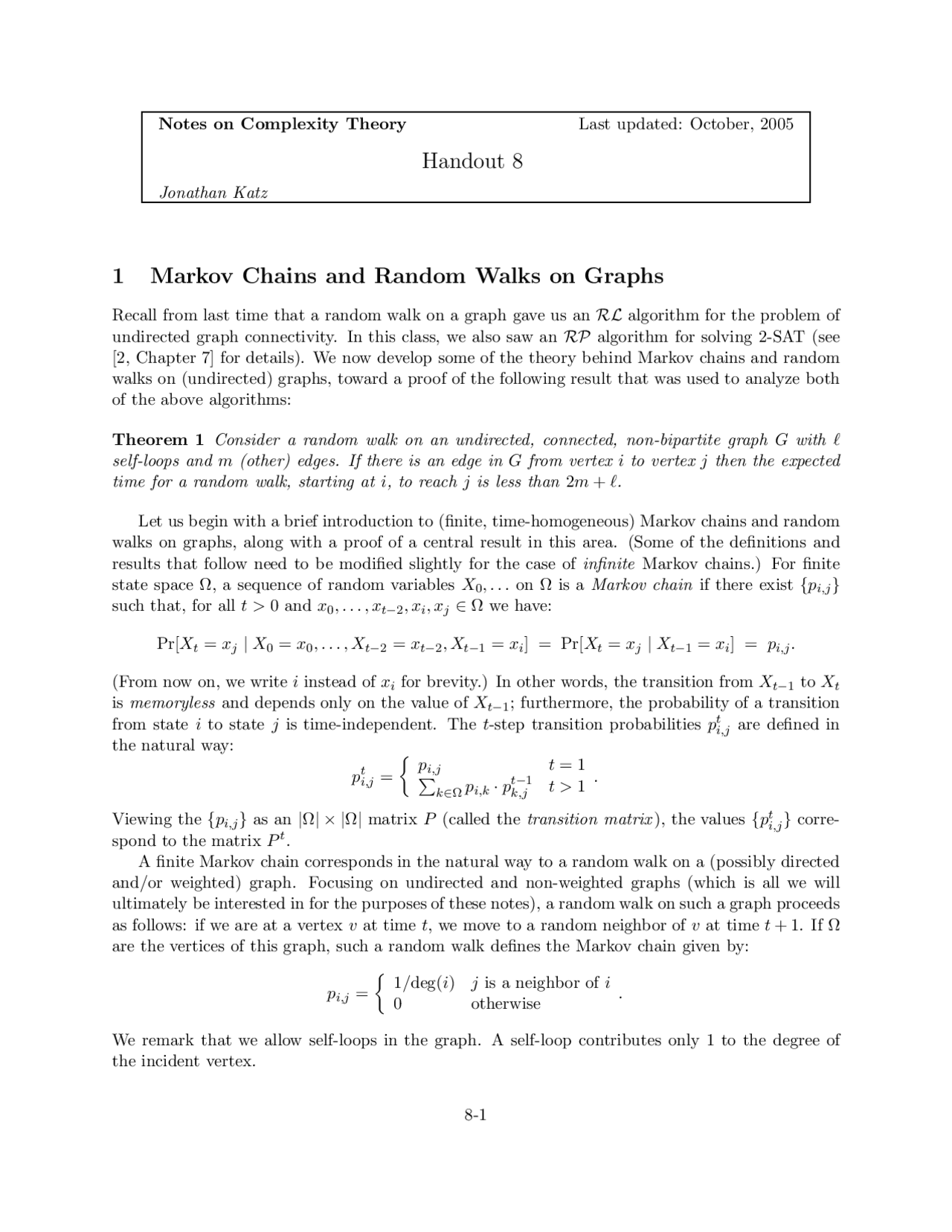 Handout Notes Complexity Theory Cmsc 652 Docsity