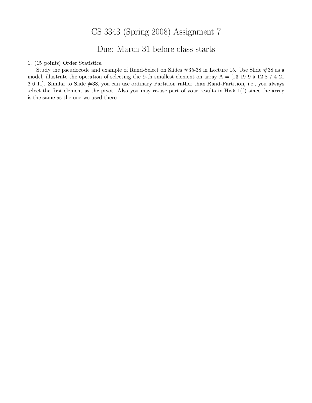 Practice Questions For Assignment 7 Analysis Of Algorithms Cs 3343