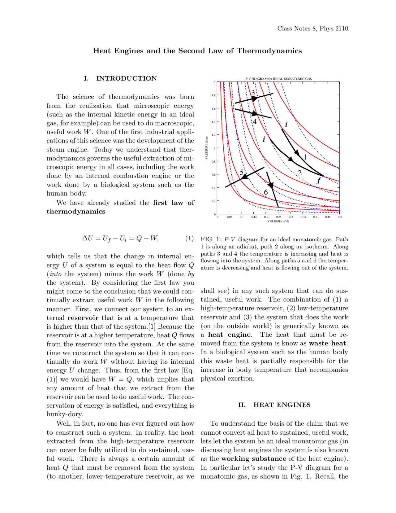Heat Engines and The Second Law of Thermodynamics | PHYS 2110 - Docsity