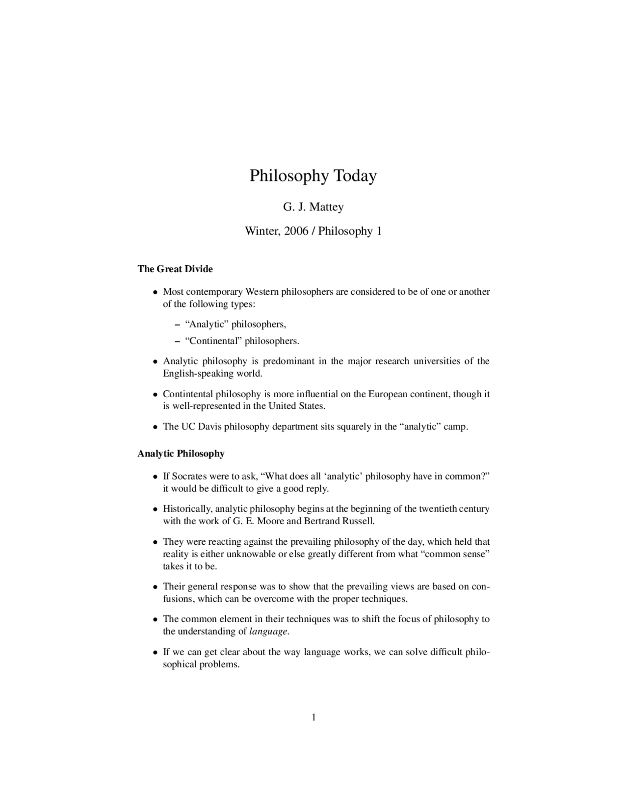 Philosophy Today Introduction To Philosophy Project Phi 001