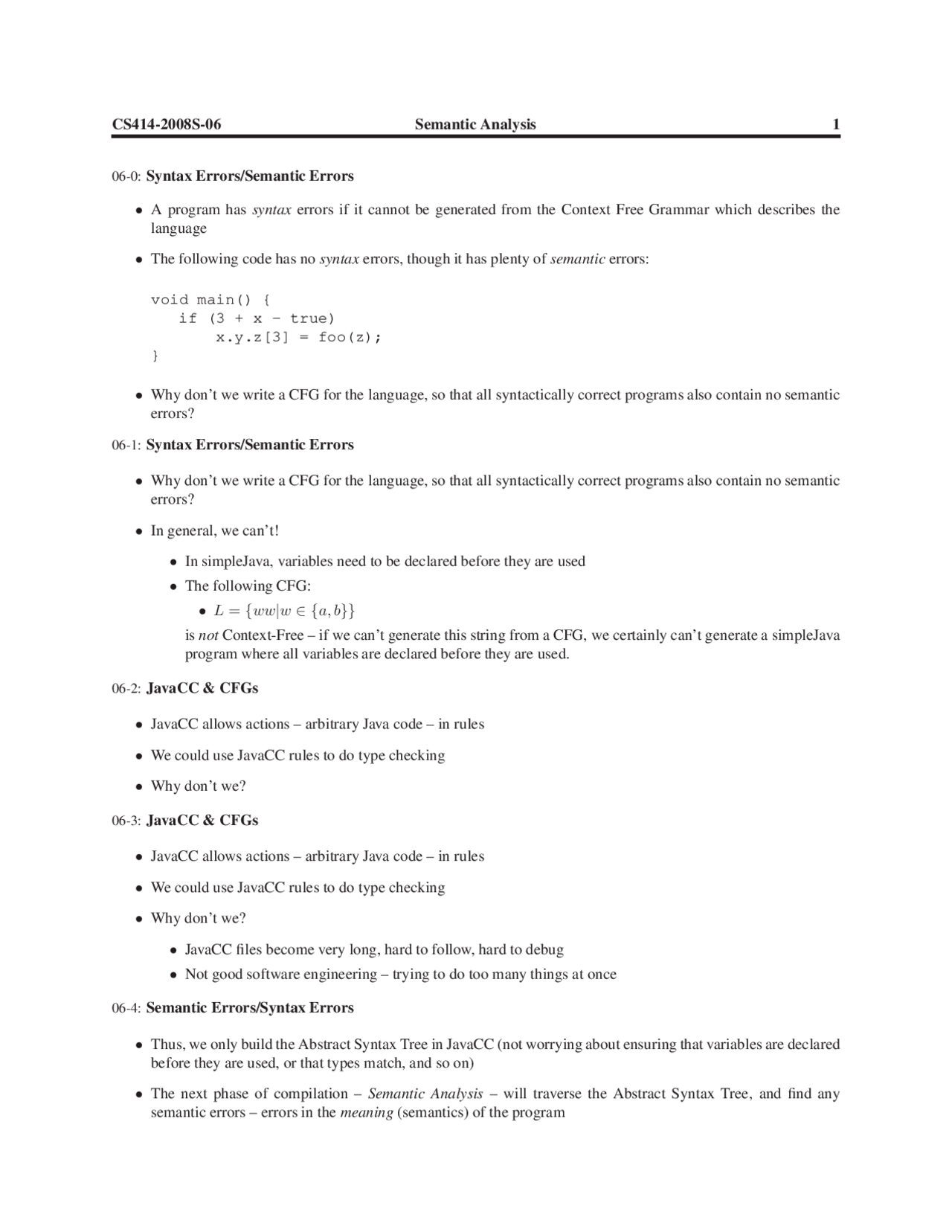 Compilers Somatic Analysis Lecture Slides Cs 414 Docsity