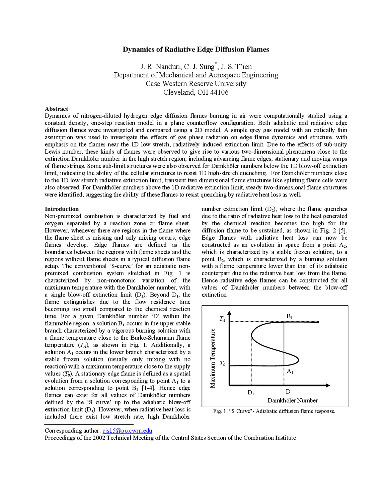 Dynamics of Radiative Edge Diffusion Flames | MAE T404 - Docsity