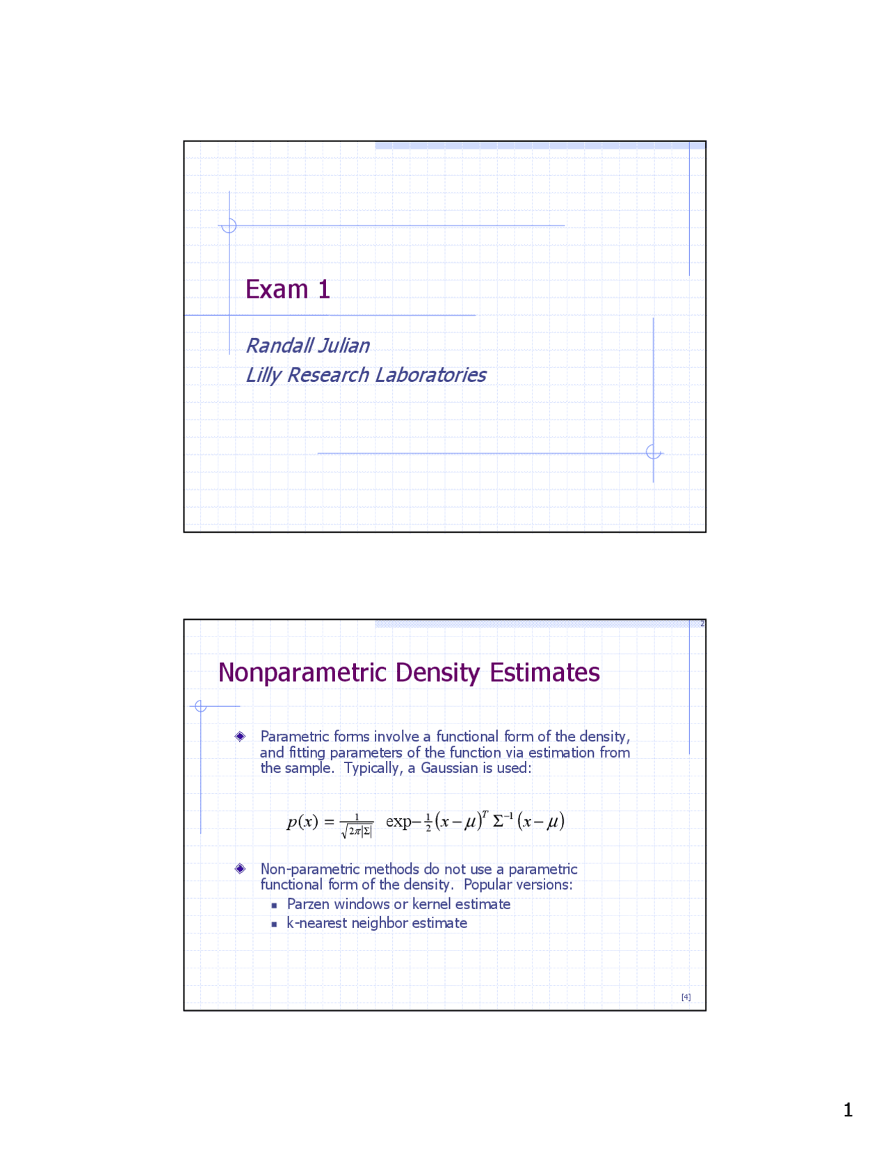 Non Parametric Density Estimates - Computational Organic Chemistry ...