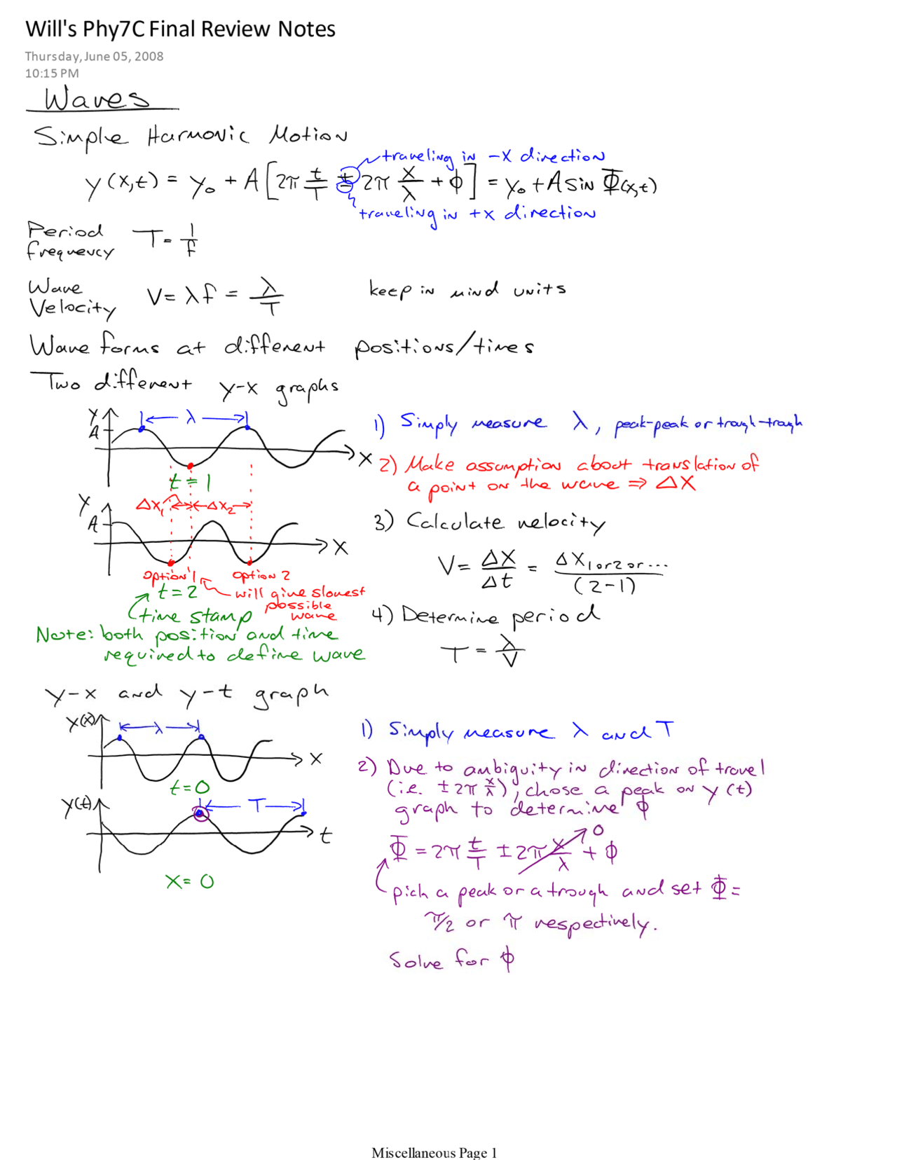 General Physics Final Exam Review Notes Phy 007c Docsity