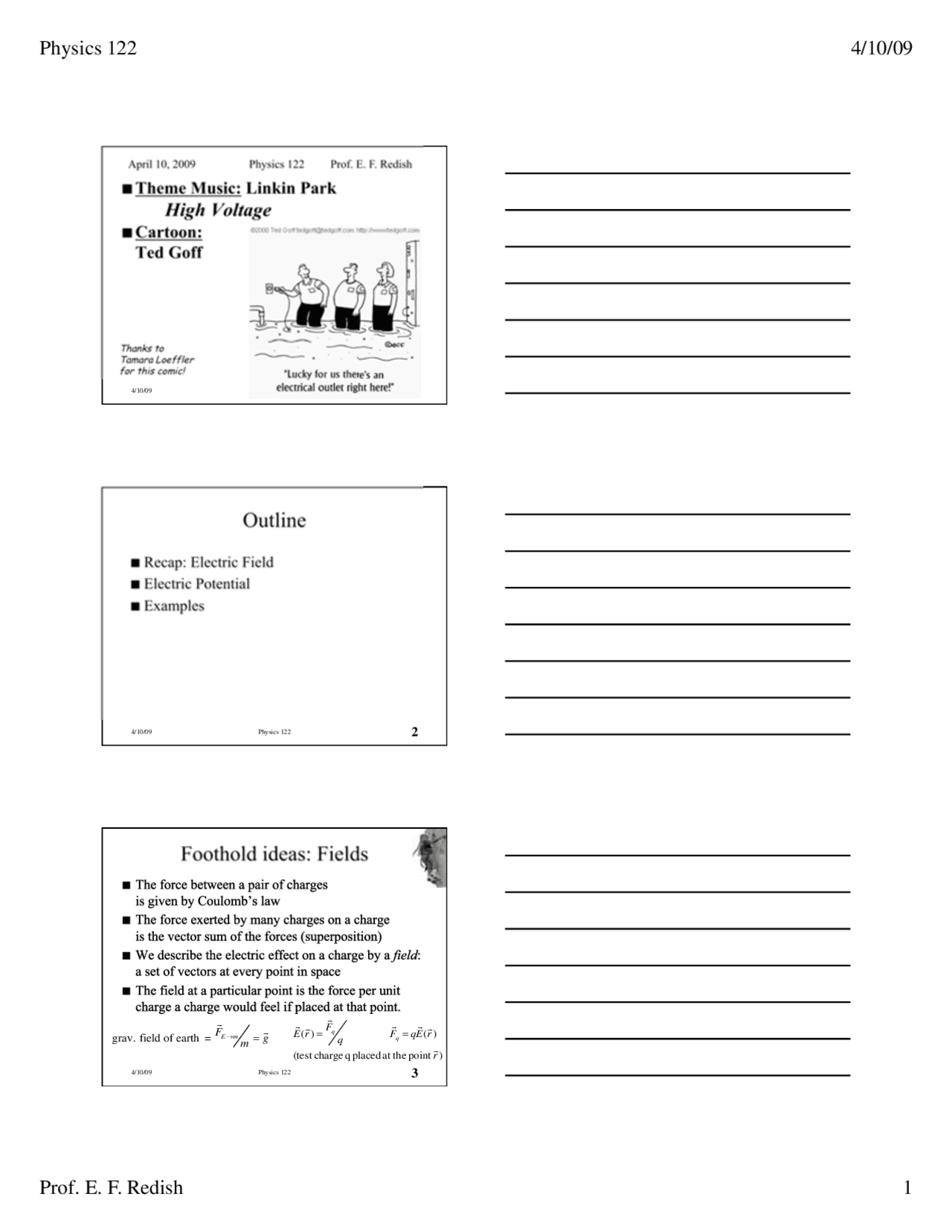 Lecture Slides On Electric Field Electric Potential And Examples