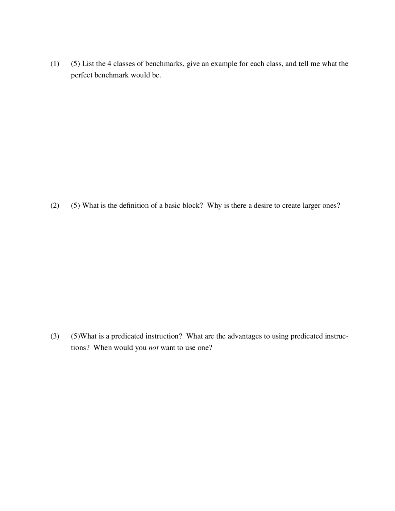 Computer Architecture Exam 1 Questions Ecs 201a Docsity