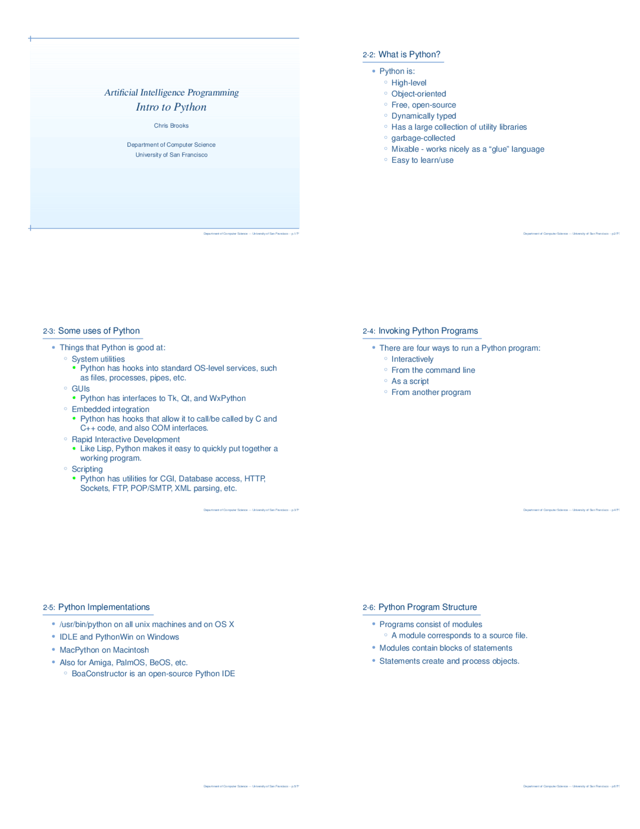 Introduction To Python Lecture Slides Cs 662 Docsity