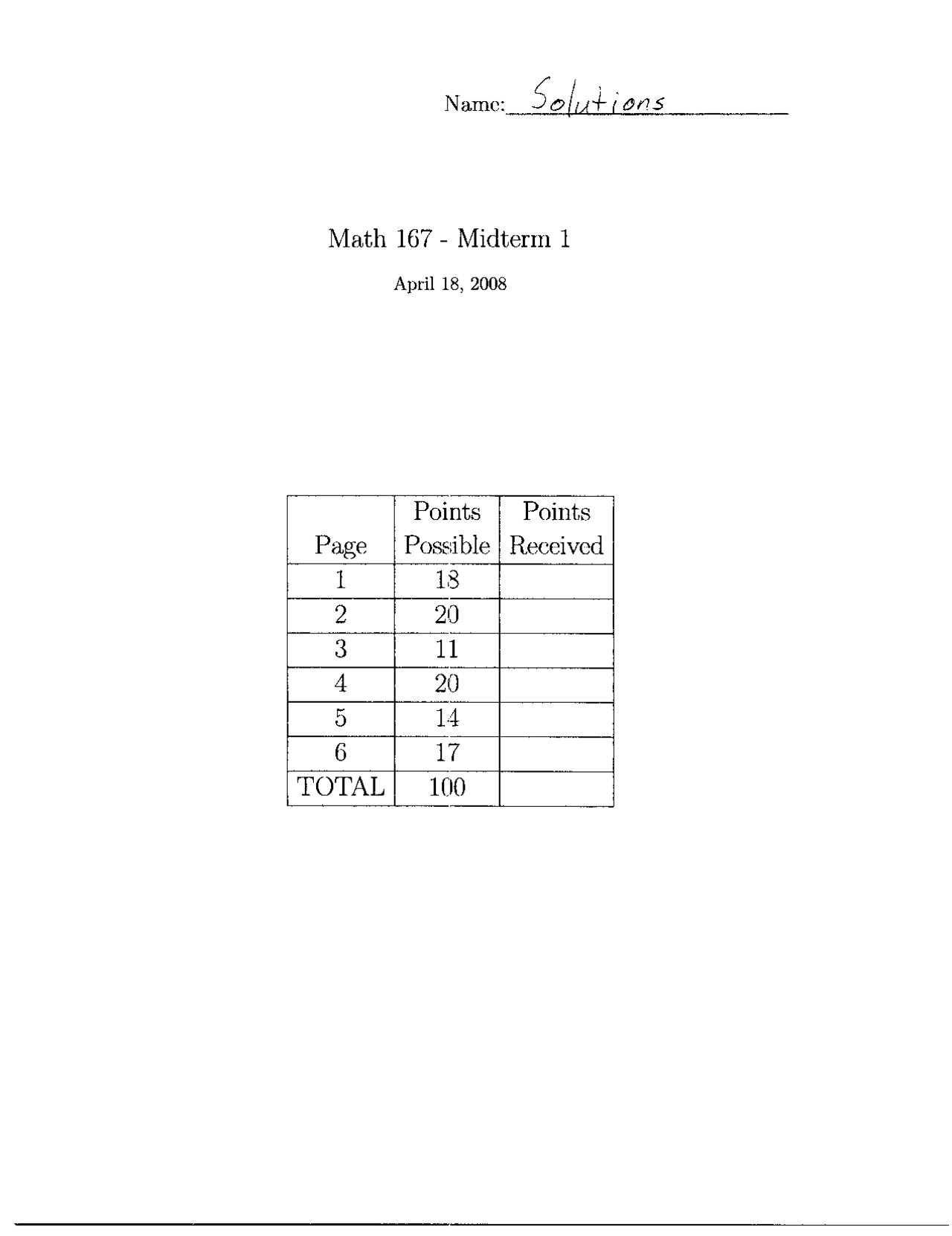 Solutions For Midterm Exam 1 Applied Linear Algebra Mat 167 Docsity