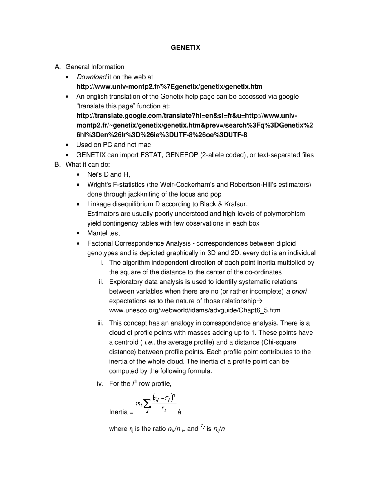 Genetix: A Tool for Genetic Data Analysis - Factorial Correspondence ...