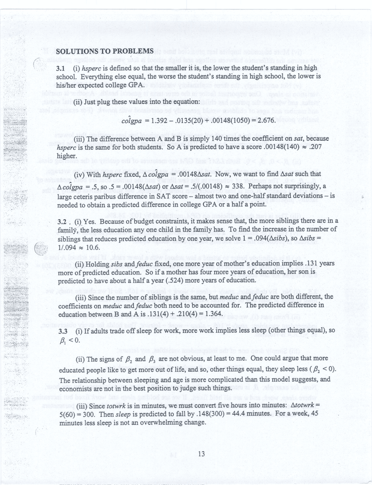 Solutions To Sample Problems Econometrics I Econ 422 Docsity