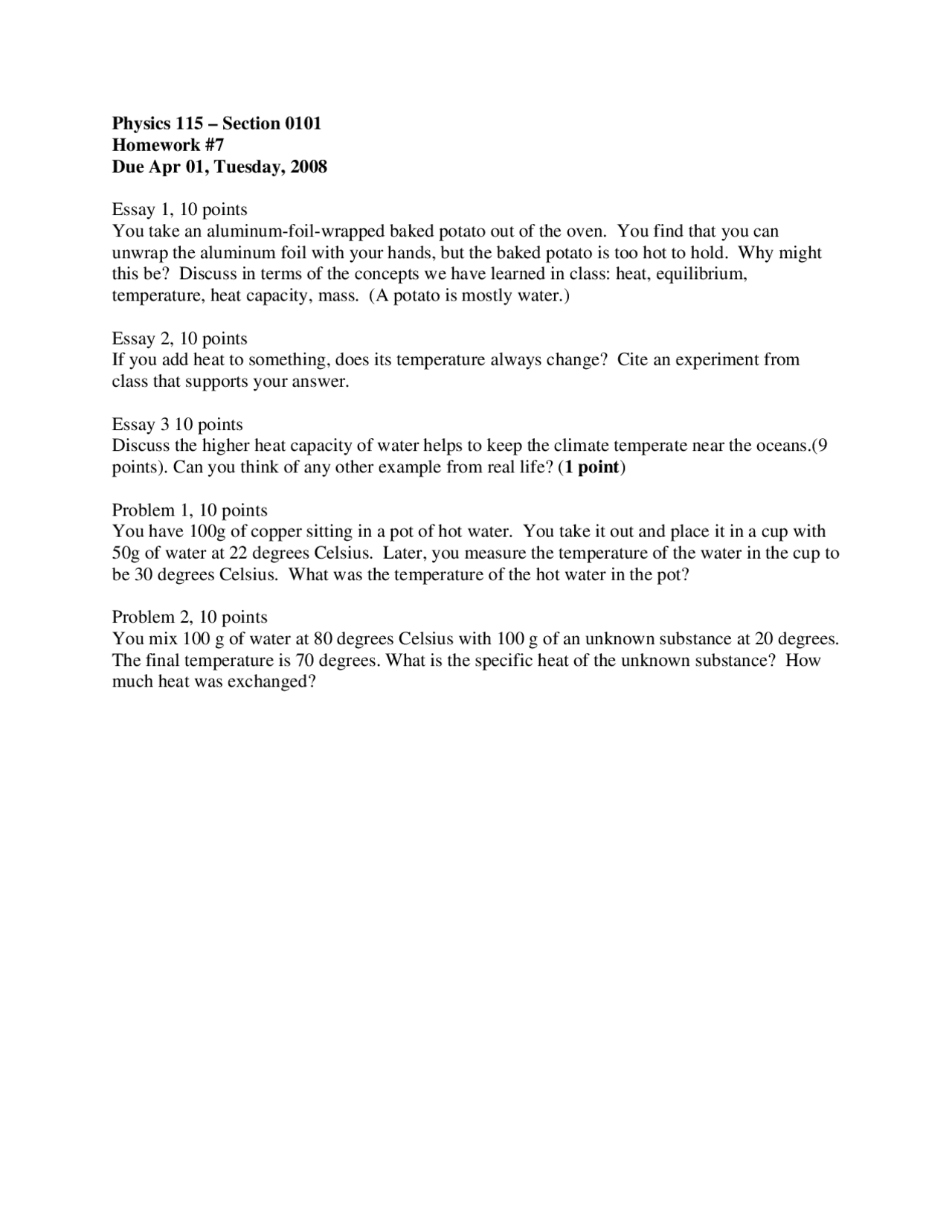 Homework 7 Inquiry Into Physics Phys 115 Docsity