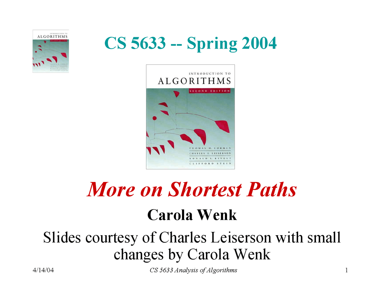 More On Shortest Paths Lecture Notes Cs 5633 Docsity