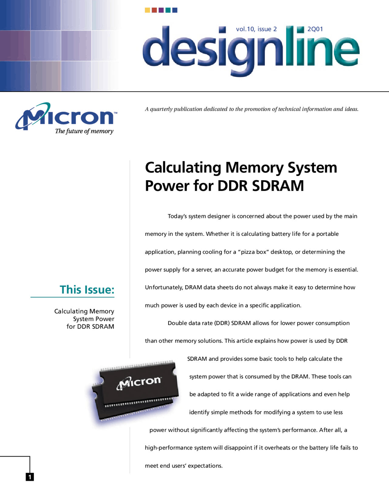 Notes On Calculating Memory System Power For Ddr Sdram Enee 759h