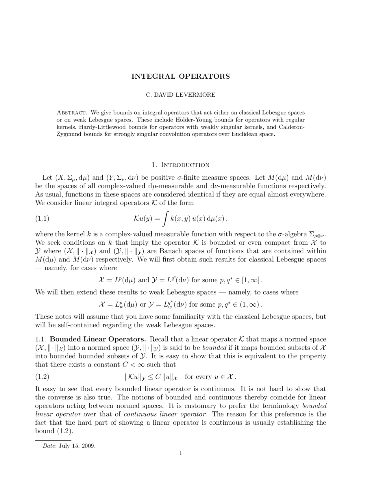 Introduction to Integrals Operators in Partial Differential Equation ...