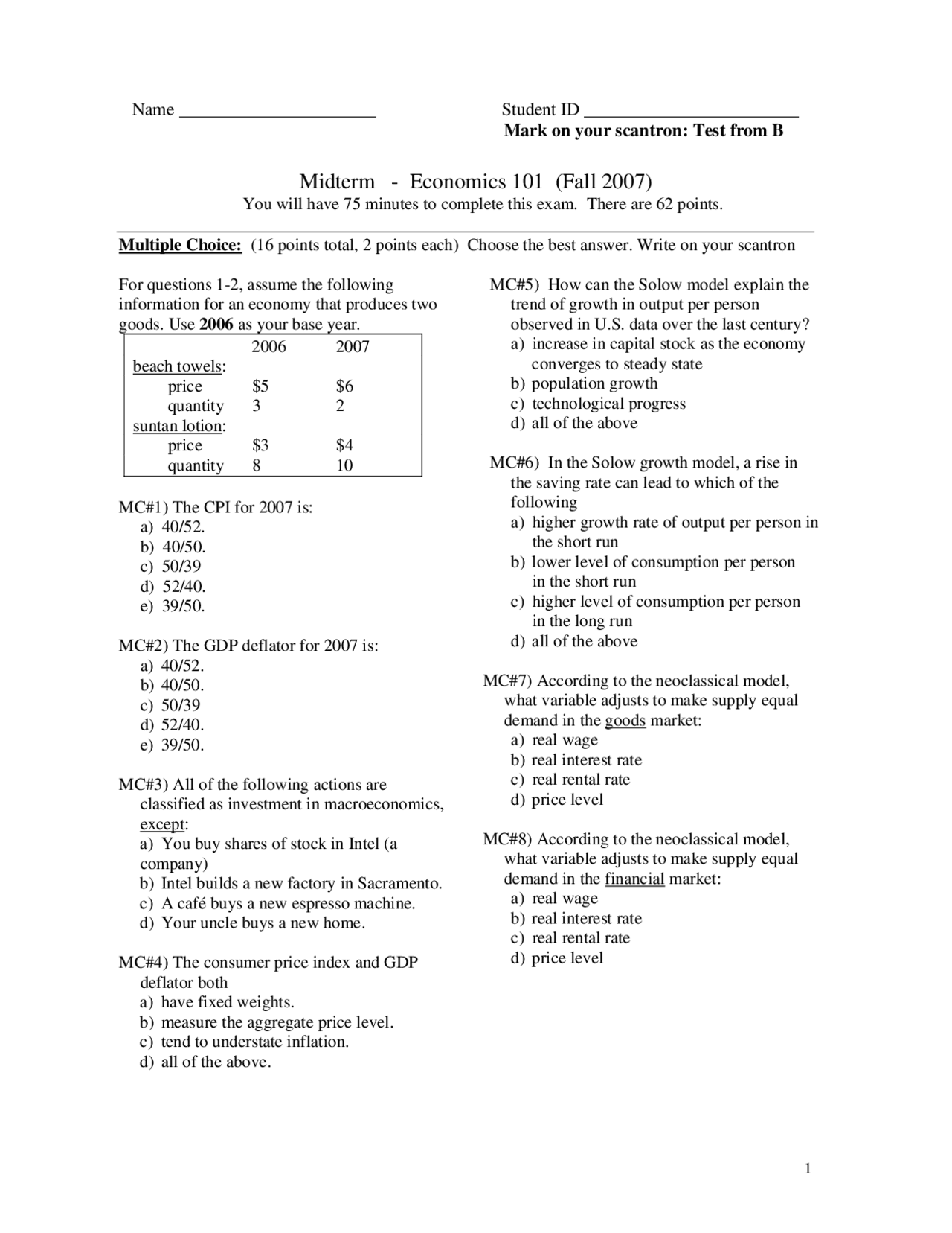 The neoclassical and Solow Growth model exercices, economic exam | ECN ...