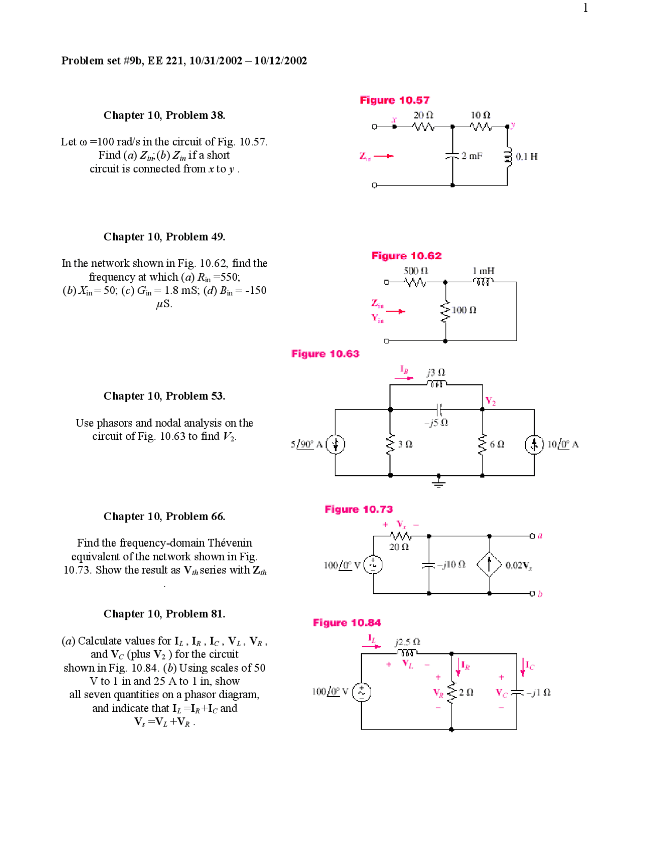 Problem Set 9b Introduction Electrical Engineering Assignment Ee