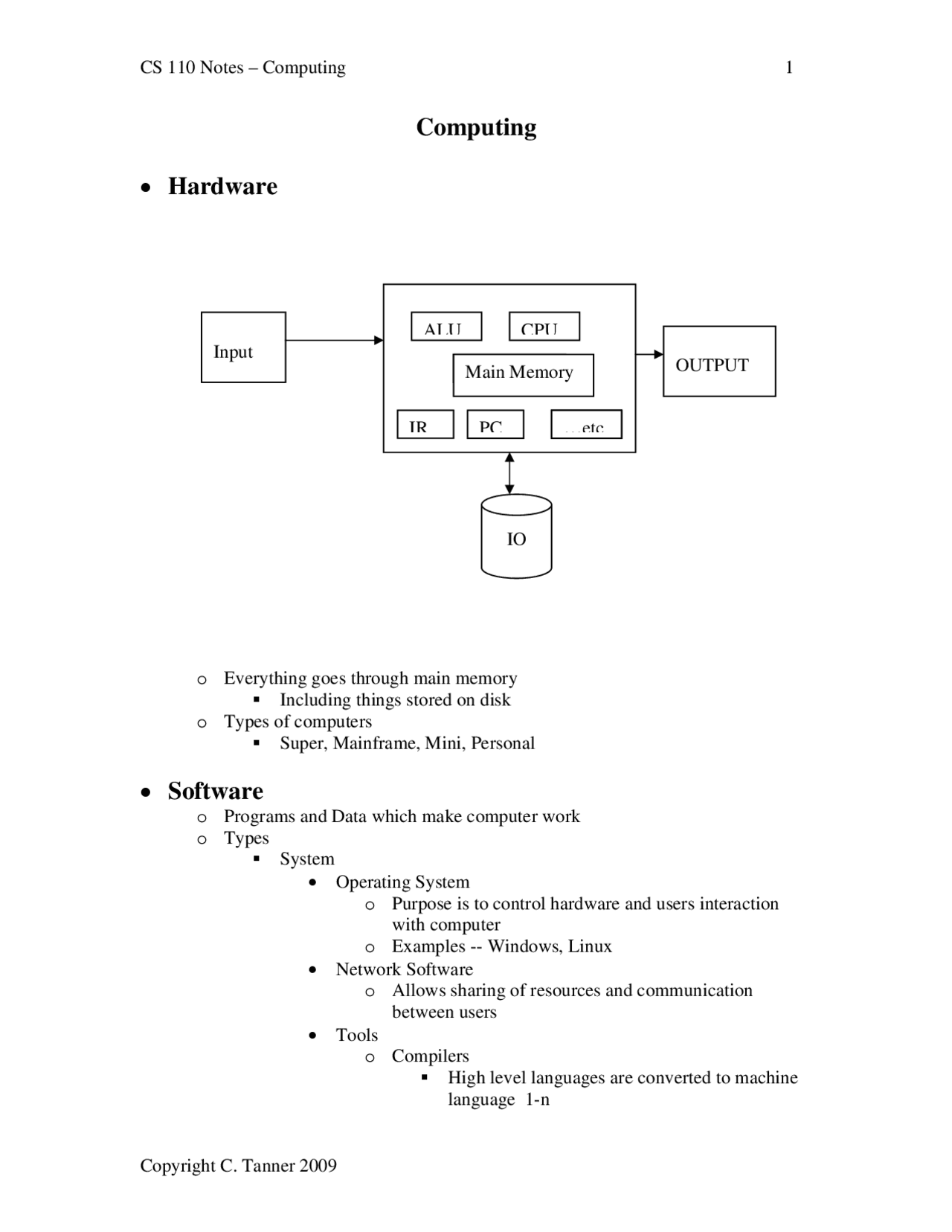 Computing Introduction Computer Science Handout Cs 110 Docsity 9129