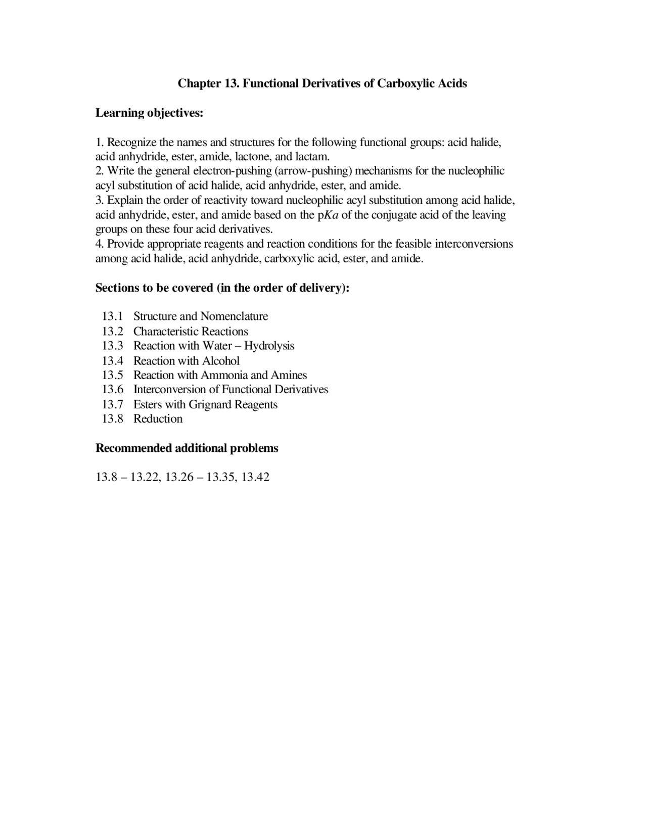 Functional Derivatives Of Carboxylic Acids Lecture Notes Chem 2300
