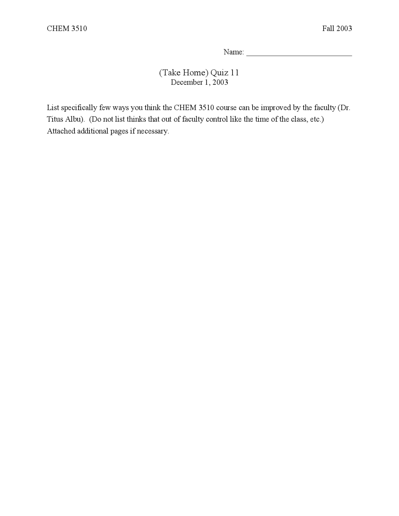 Practice Quiz 11 Physical Chemistry Chem 3510 Docsity