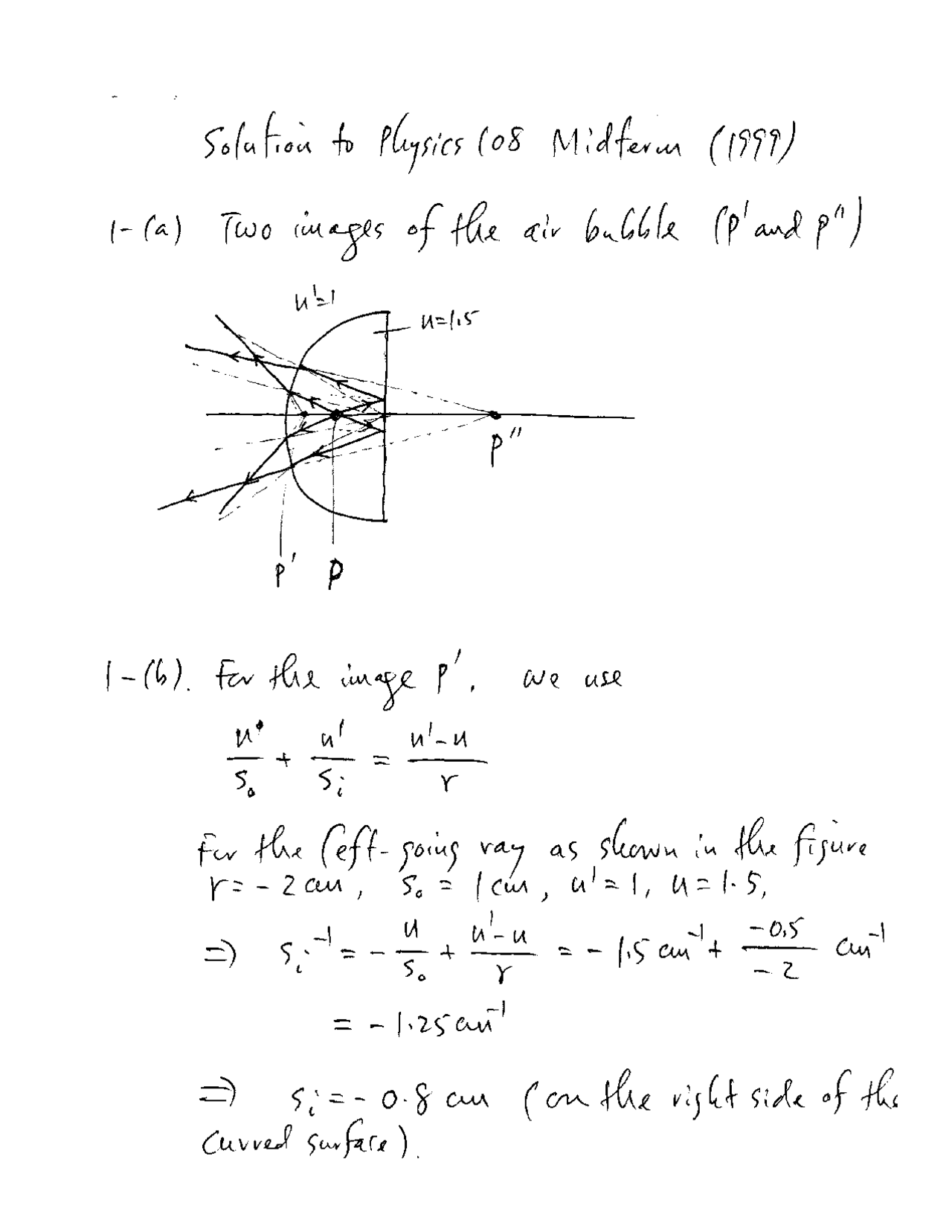 Midterm Exam Questions With Solutions Optics Phy 108 Docsity