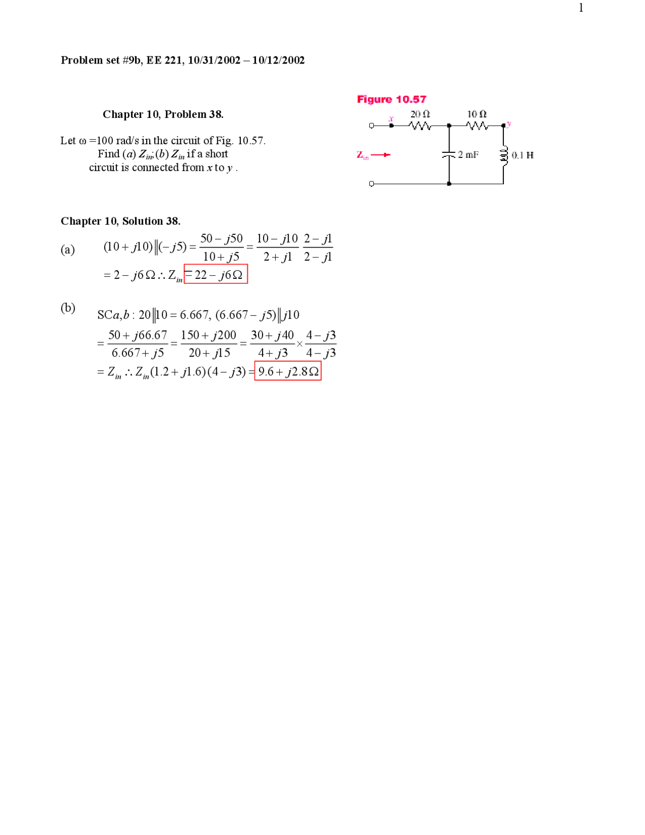 Problem Set 9 Solution Introduction To Electrical Engineering Ee