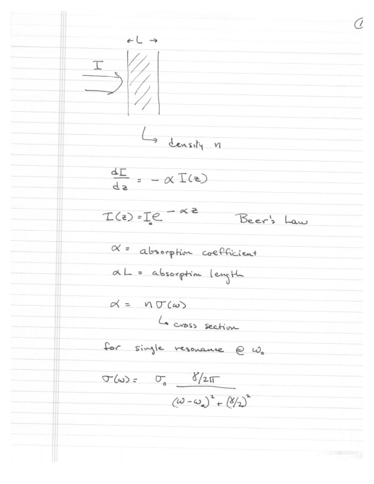 Complex Index of the Refraction and Absorption Resonance | PHYS 721 ...