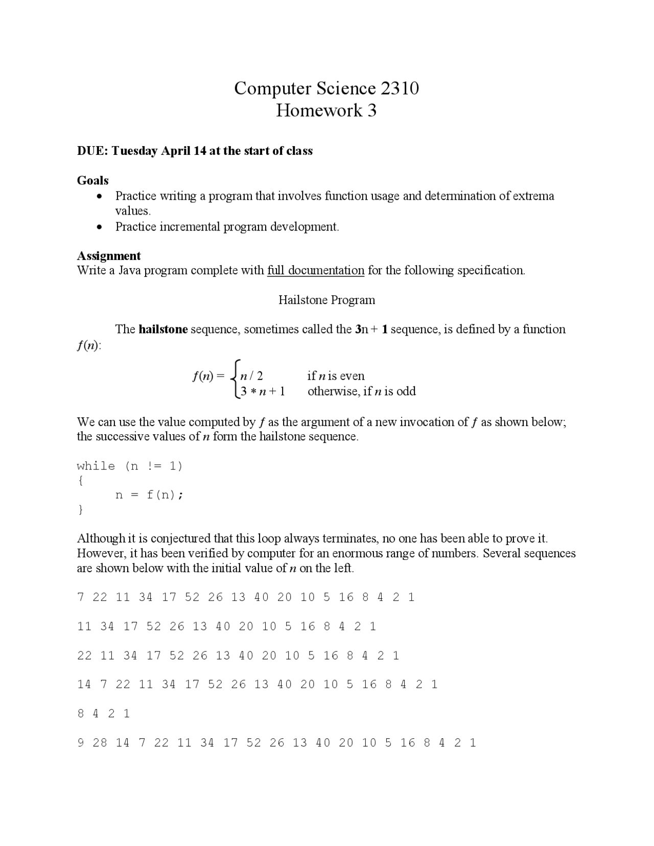 Homework 3 Problems Algorithmic Problem Solving Csci 2310 Docsity