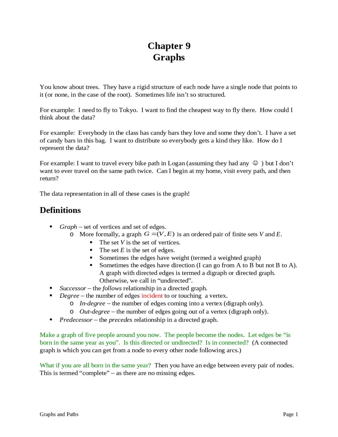 Lecture Notes On Graphs Algorithms And Data Structures Cs 2420 Docsity 2278
