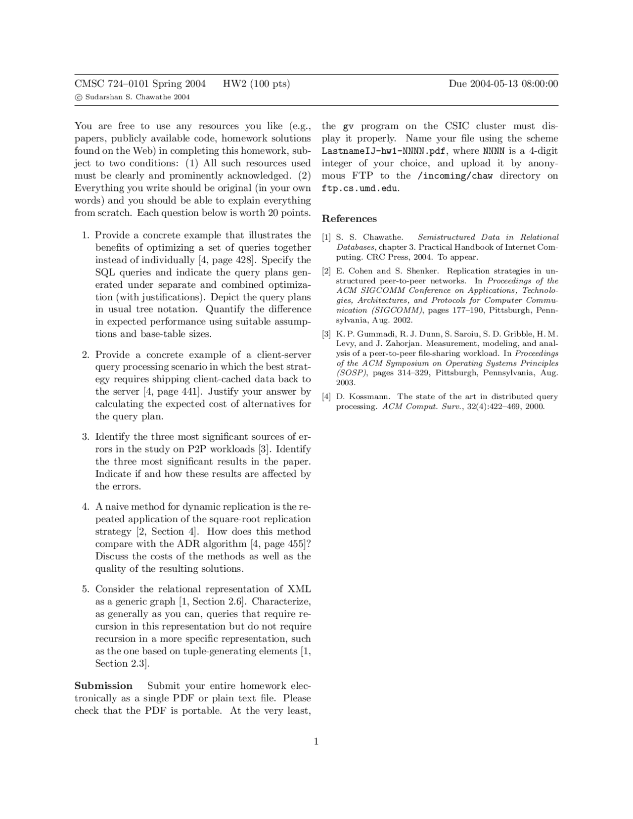 5 Solved Problems on Sources of Errors in Work Loaded - Assignment 2 | CMSC 724 - Docsity