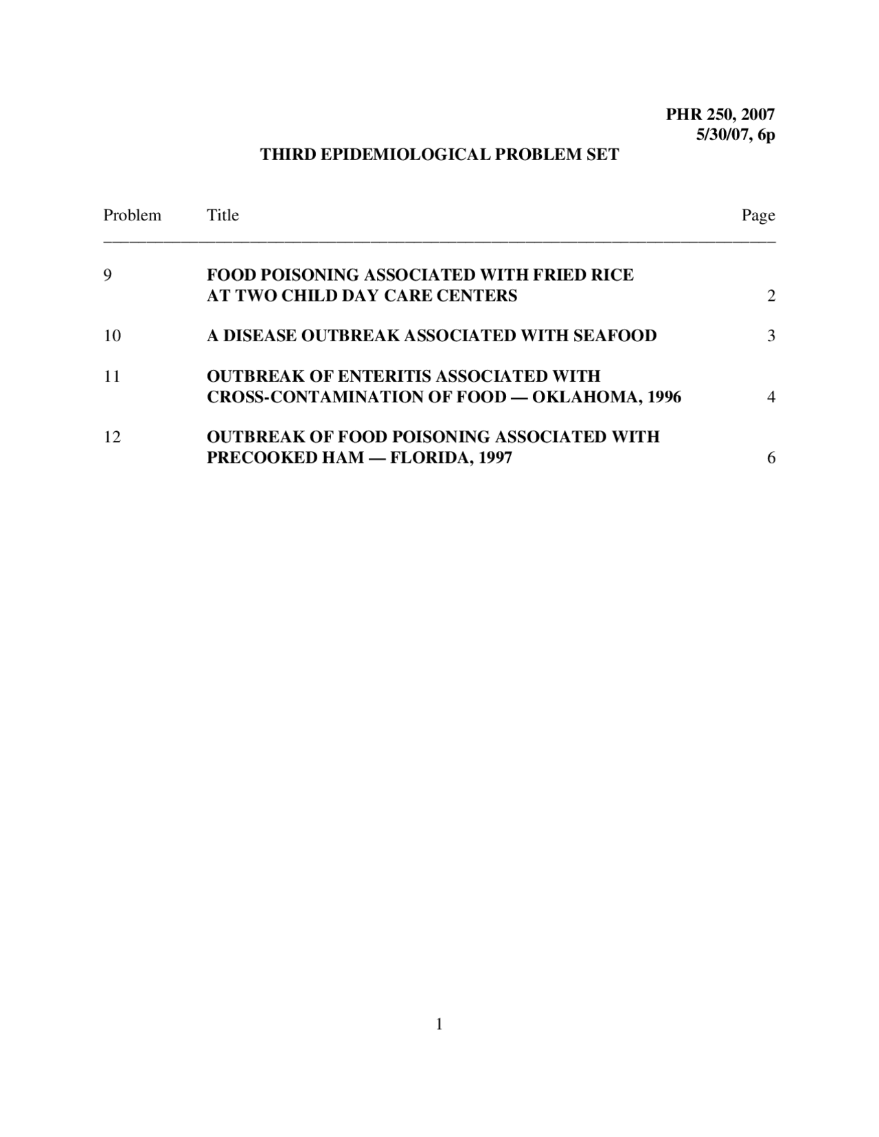 Epidemiological 3 Problem Set Phr 250 Docsity