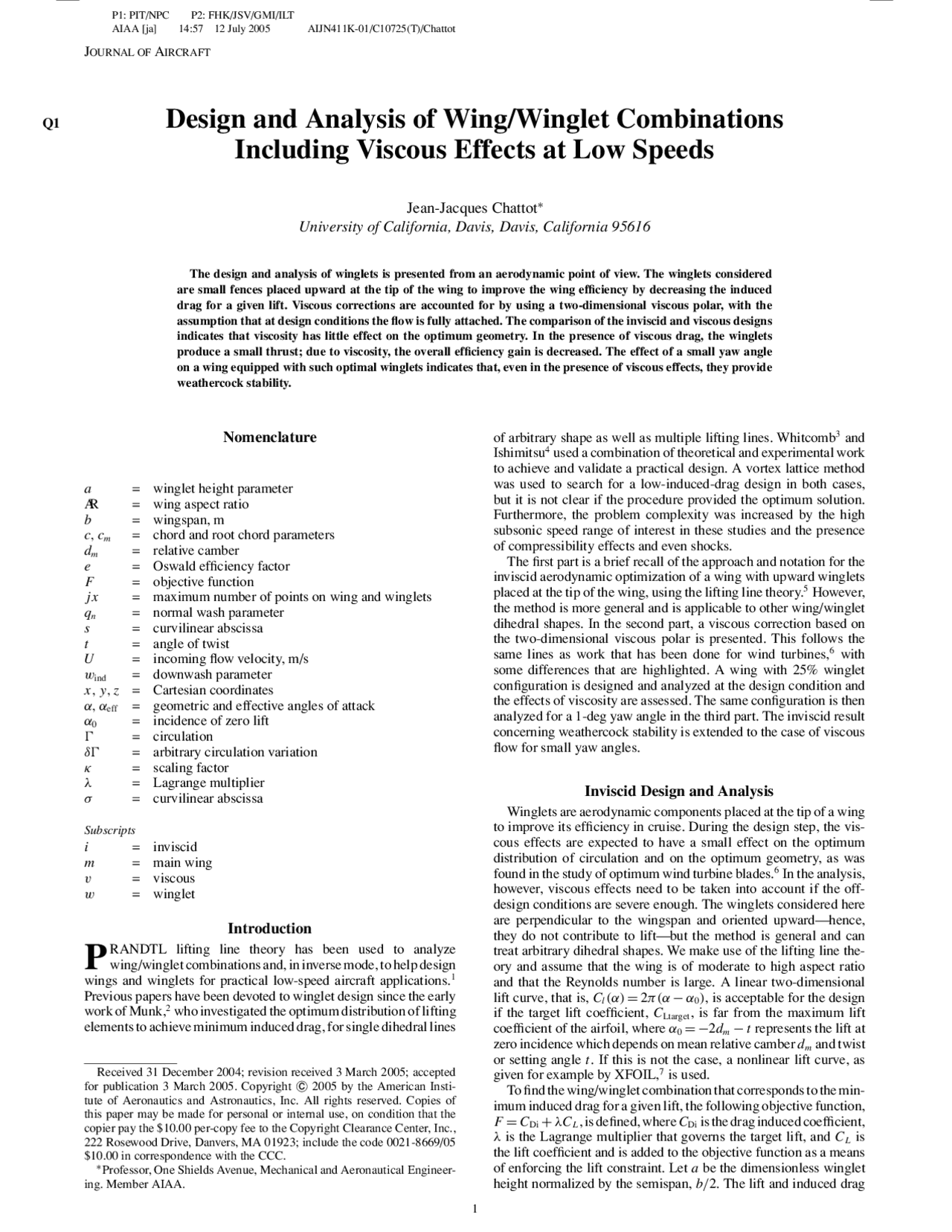 Design And Analysis Of Wing And Winglet Combinations Including Viscous