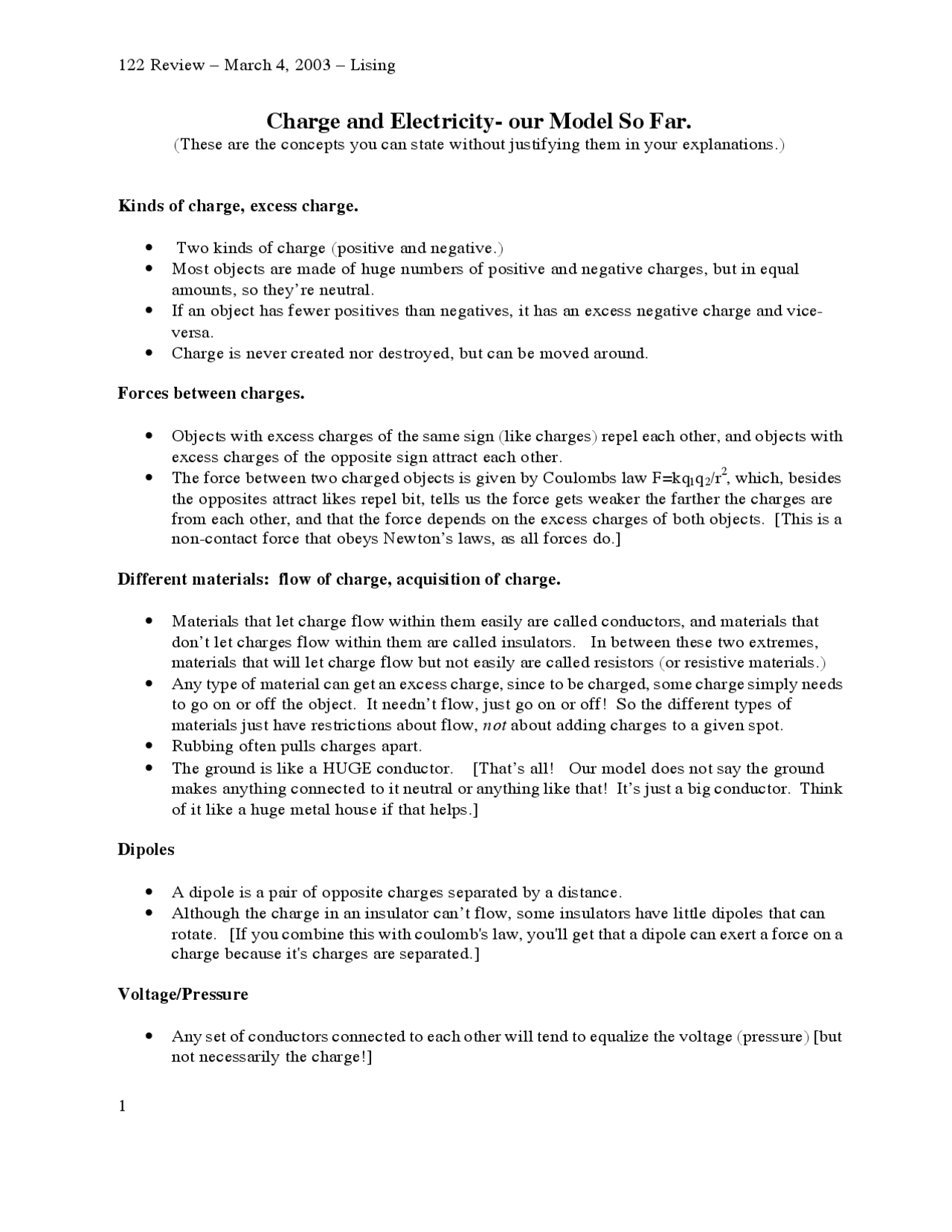 Charge and Electricity-Our Model So Far - Fundamentals of Physics II ...
