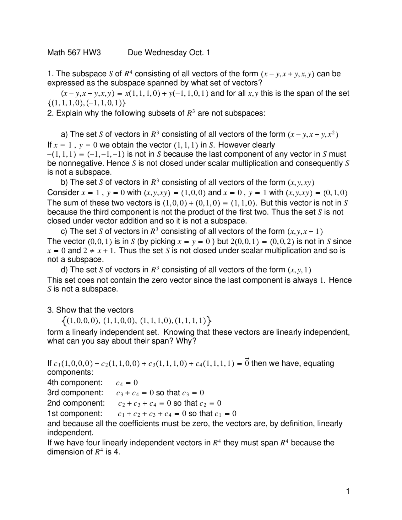 Advanced Calculus - Assignment 3 with Answers | MATH 567 - Docsity