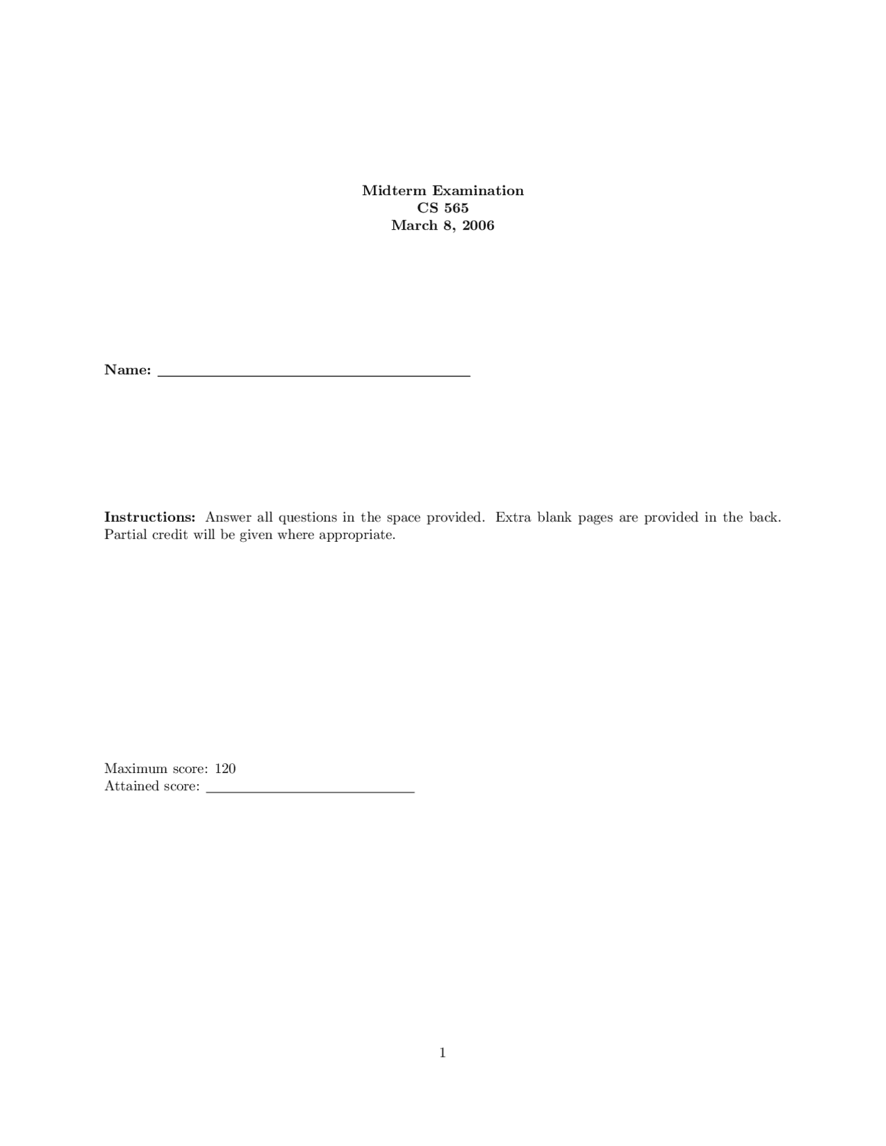 Midterm Exam For Programming Languages Cs 56500 Docsity