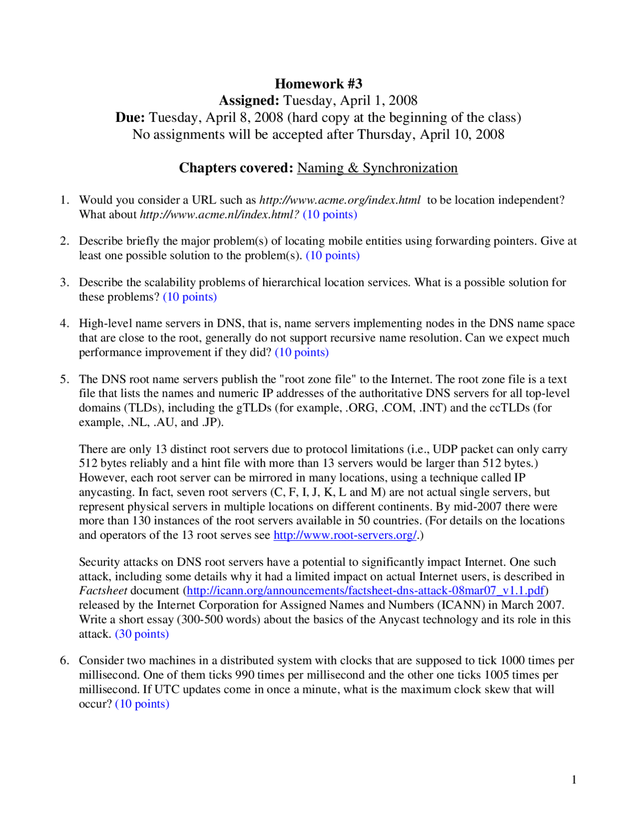 Naming And Synchronization In Distributed Systems Homework 3 Cs 757
