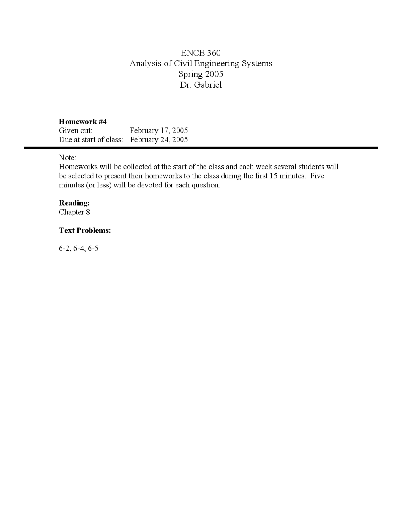 Homework 4 Analysis Of Civil Engineering Systems Ence 360 Docsity